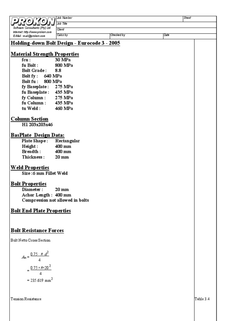 Base Plate Design Prokon PDF | PDF | Column | Screw