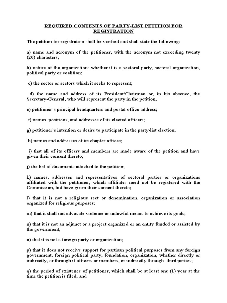 Party-List Registration Requirements | PDF | U.S. Securities And ...