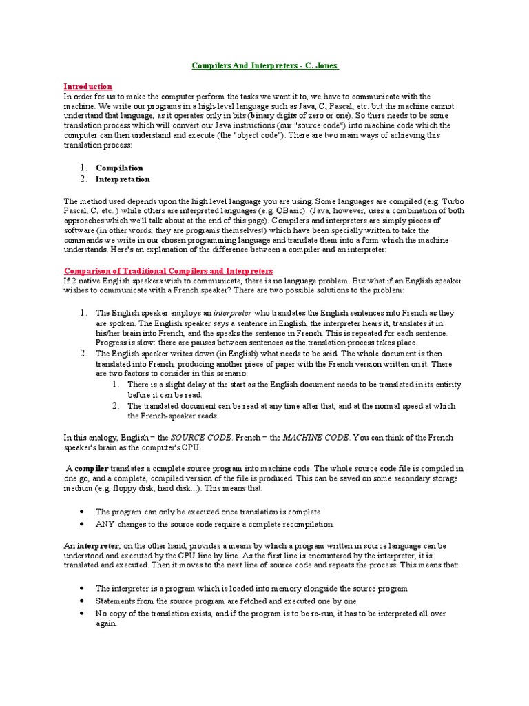 Compiler & Interpreter | PDF | Implementation | Java Virtual Machine