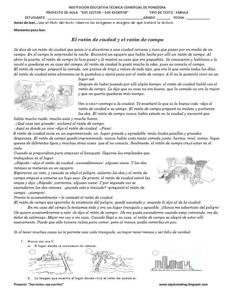 El Ratón de Campo y El Ratón de Ciudad. | PDF