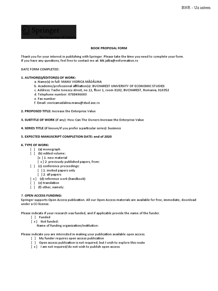 Book Proposal Form | Download Free PDF | Open Access | Books