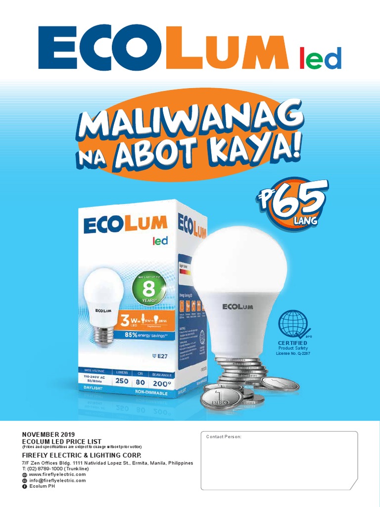 (Price List) EcoLum LED Price List NOVEMBER 2019 Issue PDF | Download ...