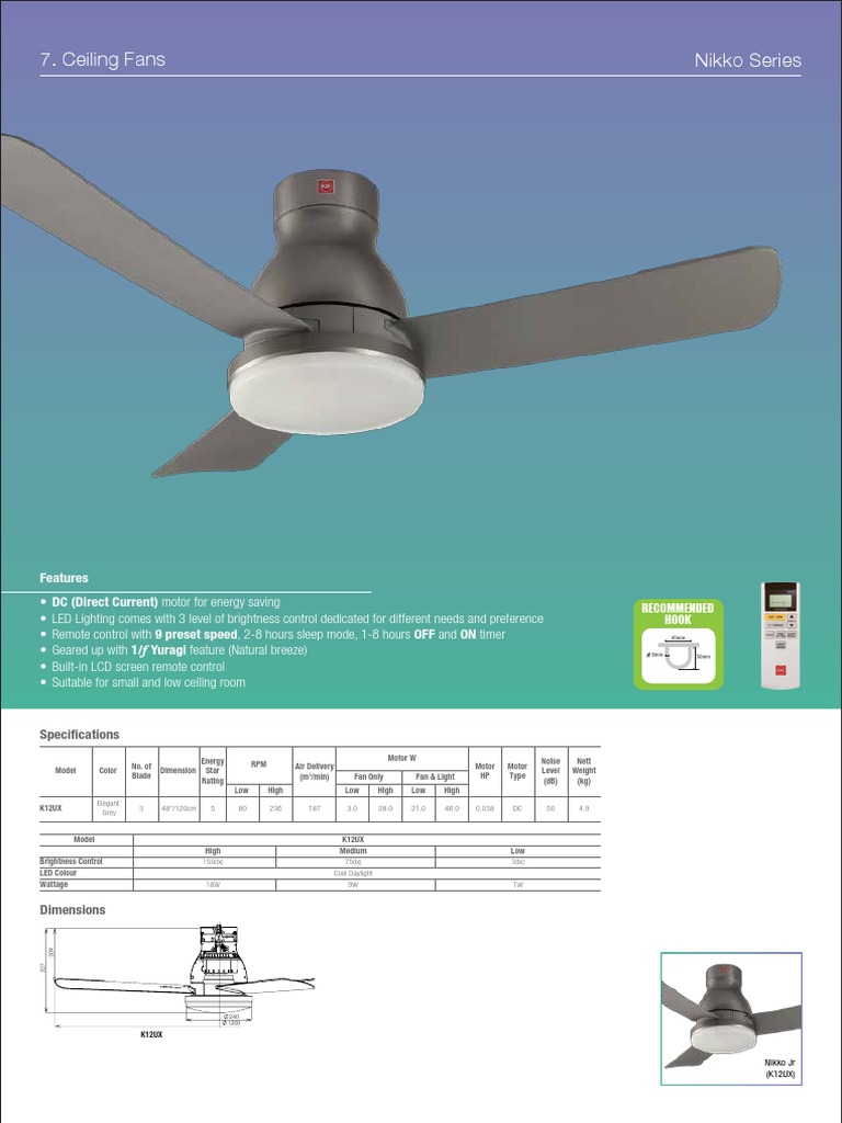 Ceiling Fans Nikko Series: F Yuragi Feature (Natural Breeze) | PDF ...
