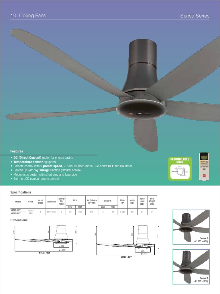 Ceiling Fans Sensa Series: F Yuragi Function (Natural Breeze) | PDF ...