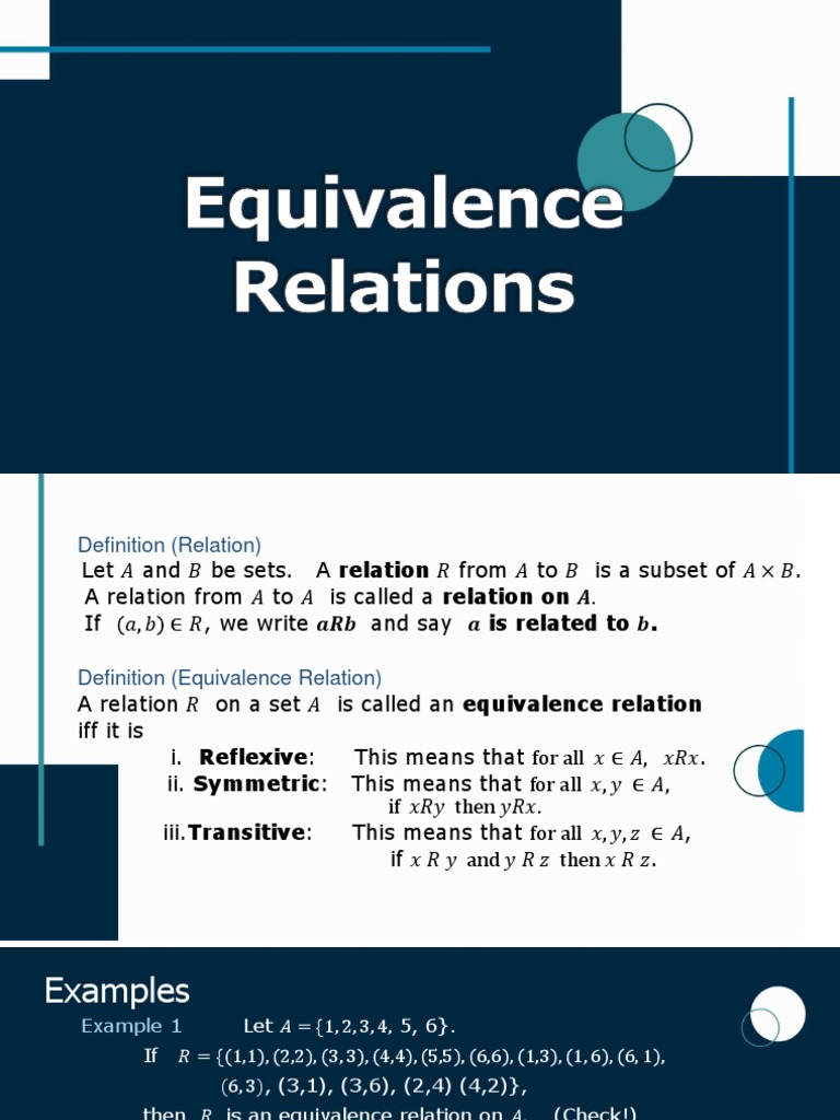 1.1 Equivalence Relations | PDF | Integer | Mathematical Logic