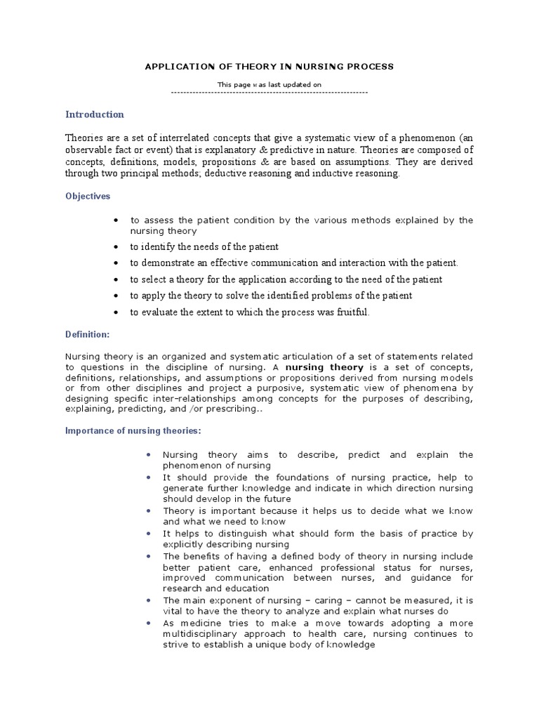 Nursing Theory Application in Practice | PDF | Theory | Nursing
