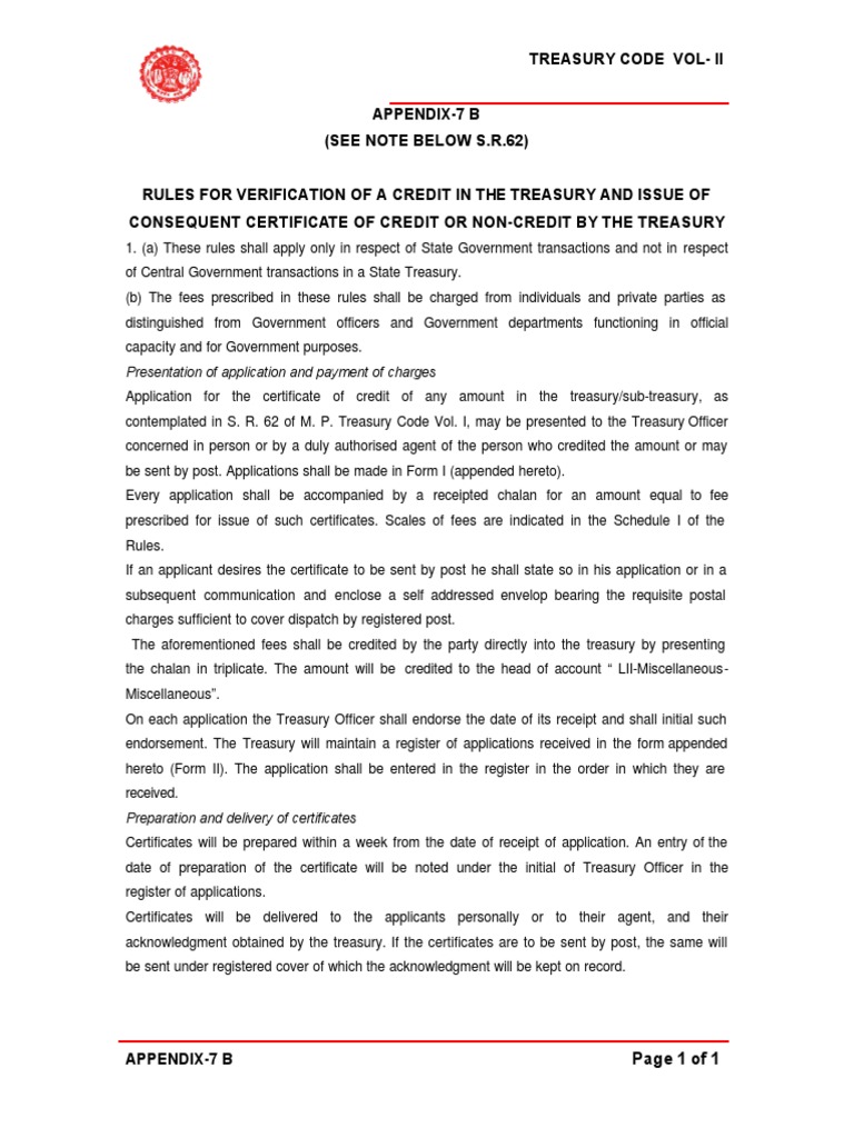 Treasury Code Vol-II: Rules for Verifying Credits | PDF | Independent Treasury | Banks