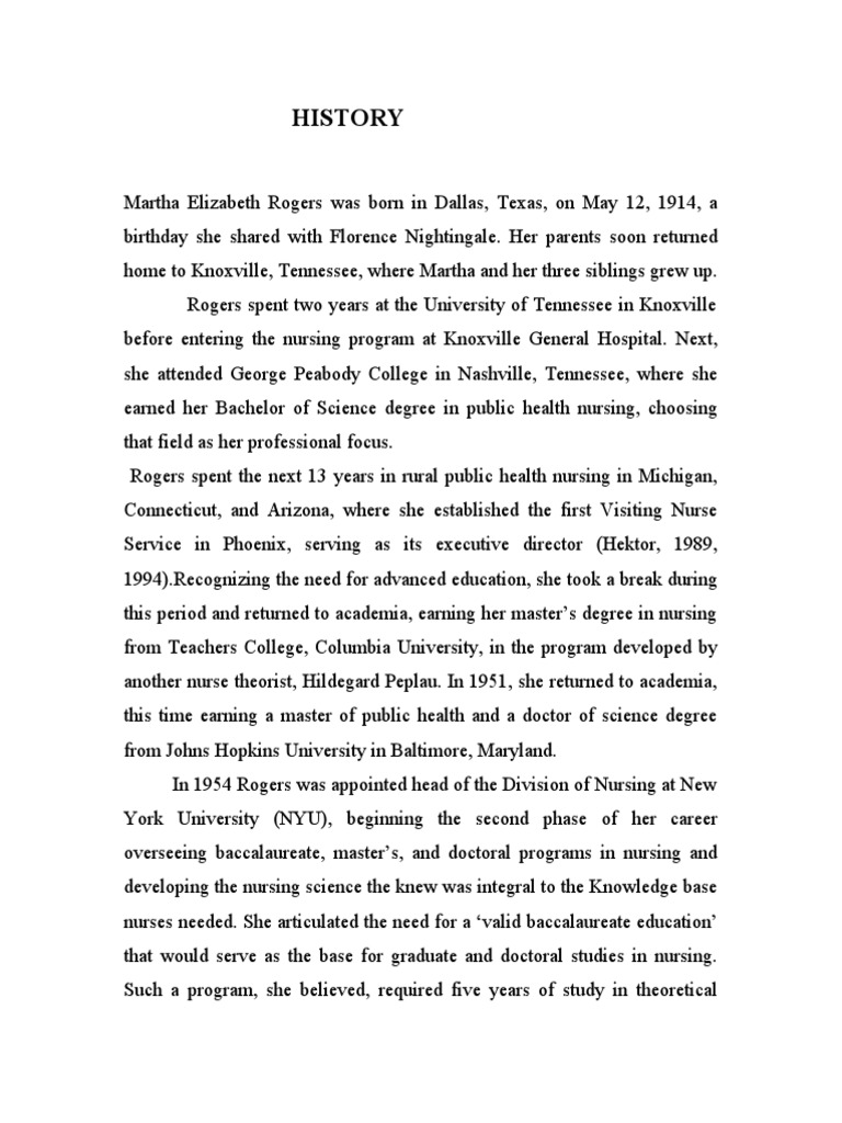 Martha Rogers' Science of Unitary Human Beings: An Overview of Her ...