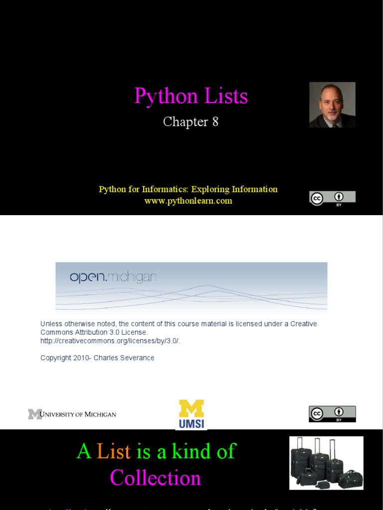 Python Lists: Python For Informatics: Exploring Information | PDF | Notation | Computing