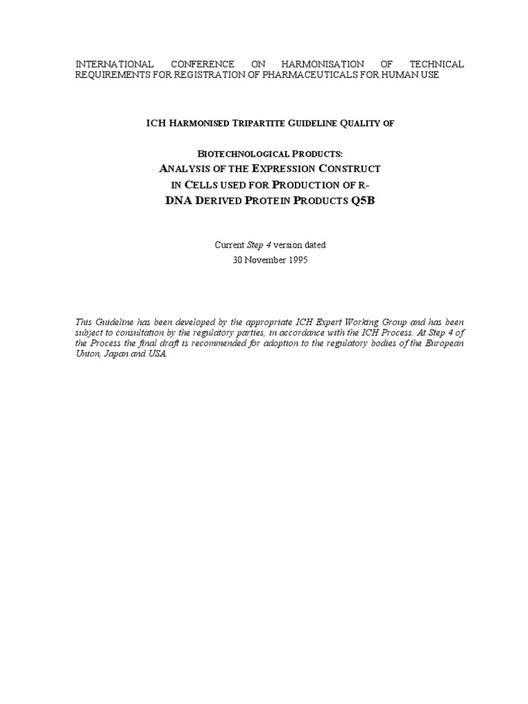 Q5B Guideline | PDF | Molecular Cloning | Gene Expression