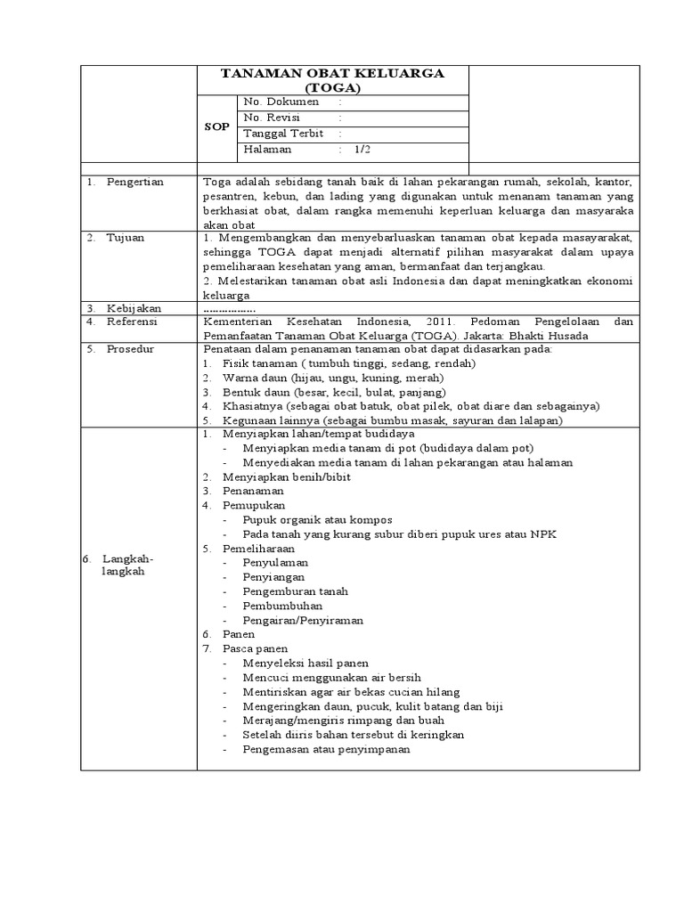 Contoh Sop Toga | PDF