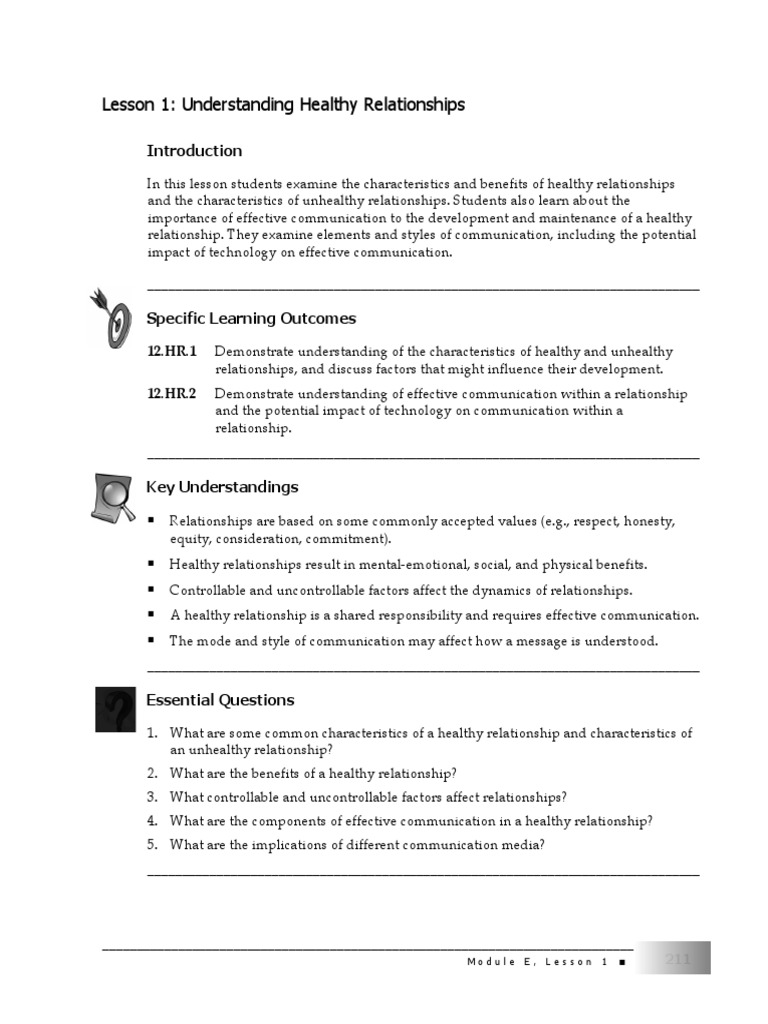 Understanding Healthy Relationships | PDF | Nonverbal Communication ...