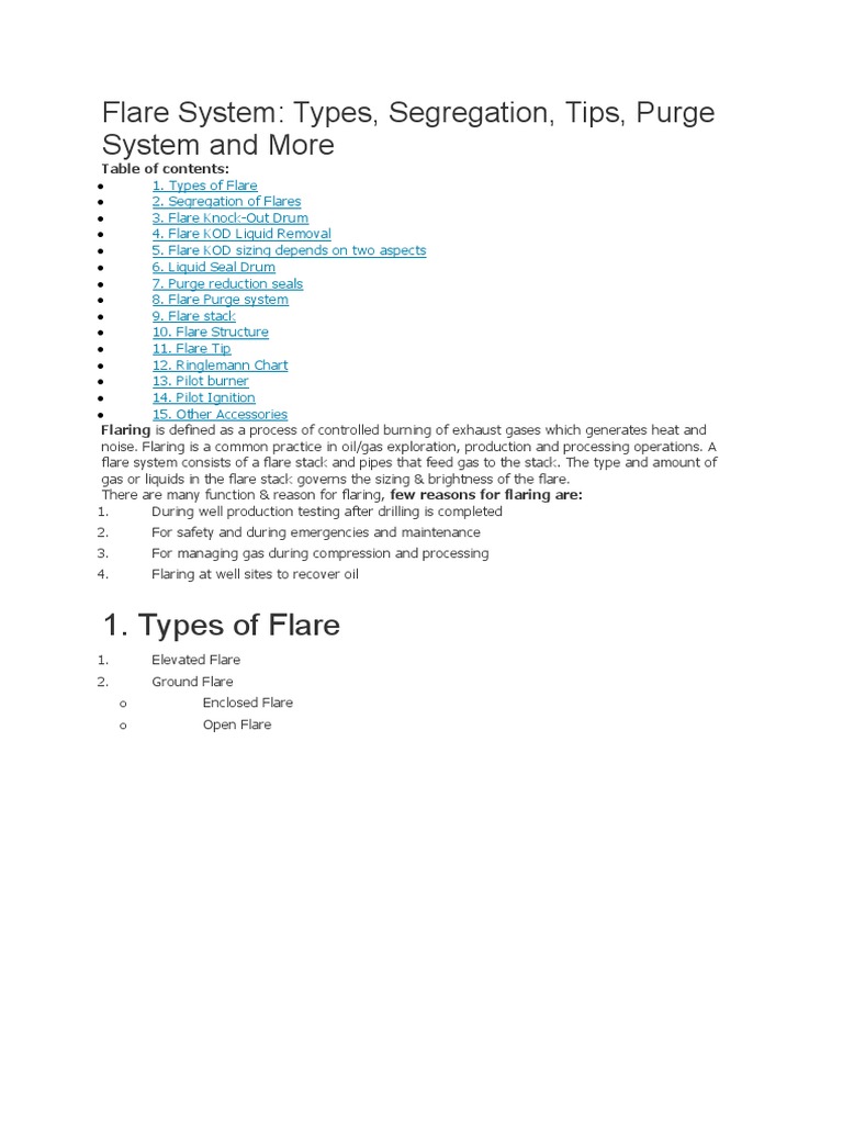 Flare System: Types, Segregation, Tips, Purge System and More | PDF ...