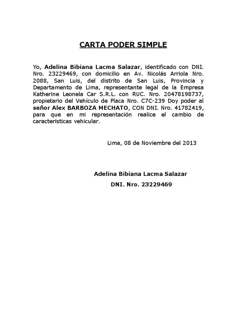 Carta Poder Simple | PDF