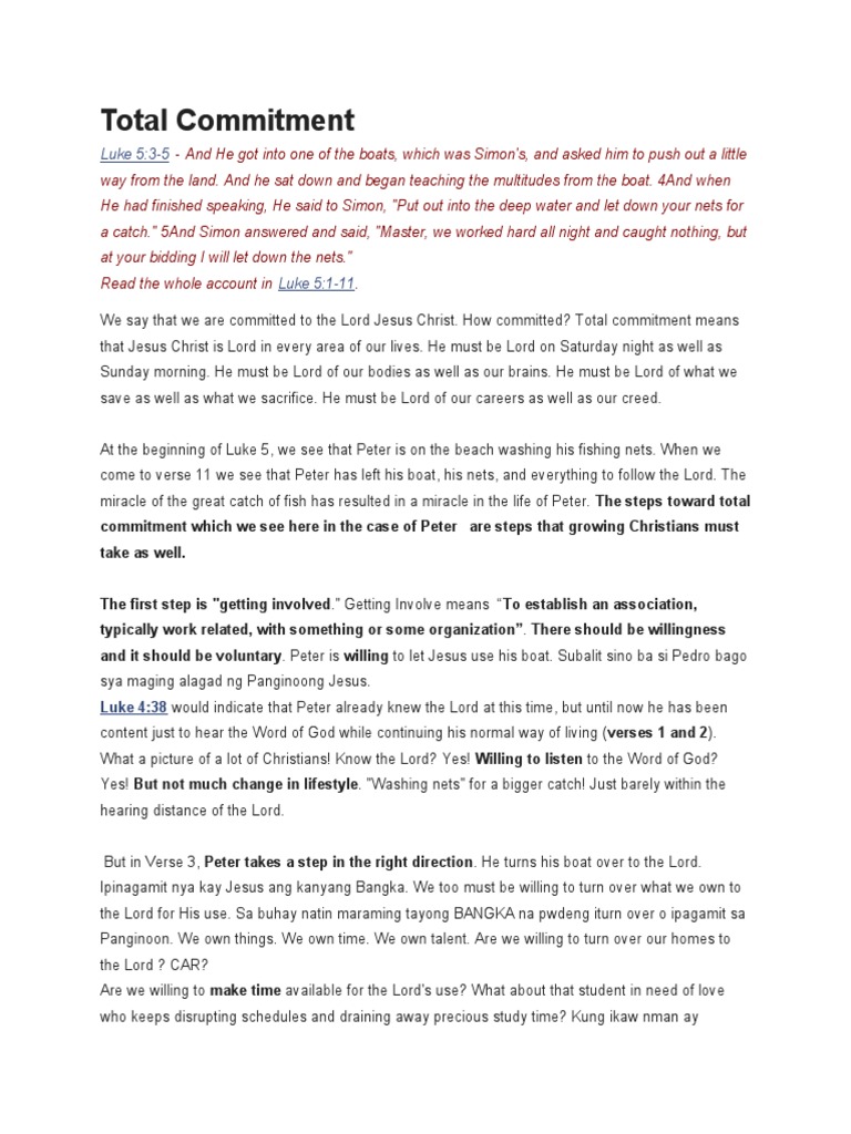 Steps Toward Total Commitment: Getting Involved, Pushing Out, and ...