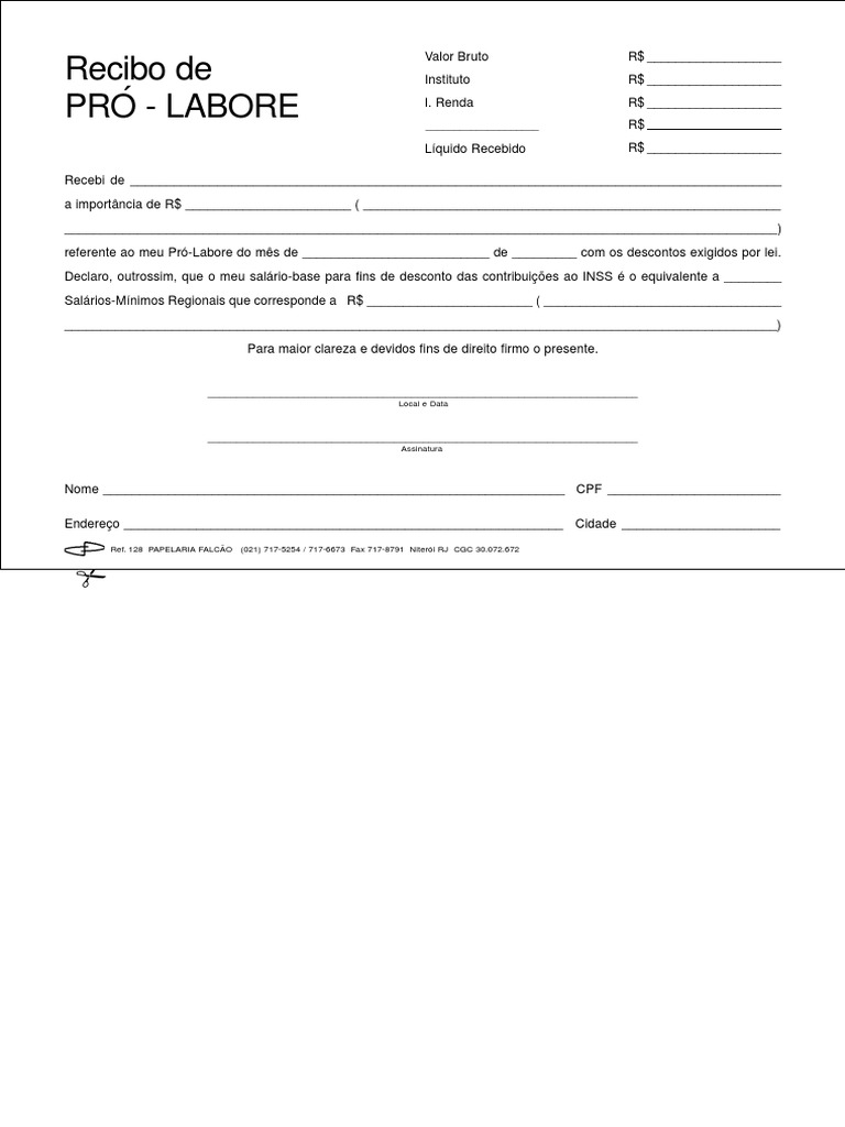 Modelo de Pro-Labore PDF | PDF