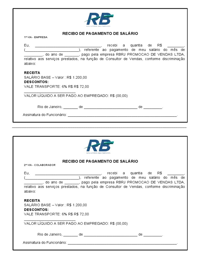 Modelo Recibo de Salário | PDF