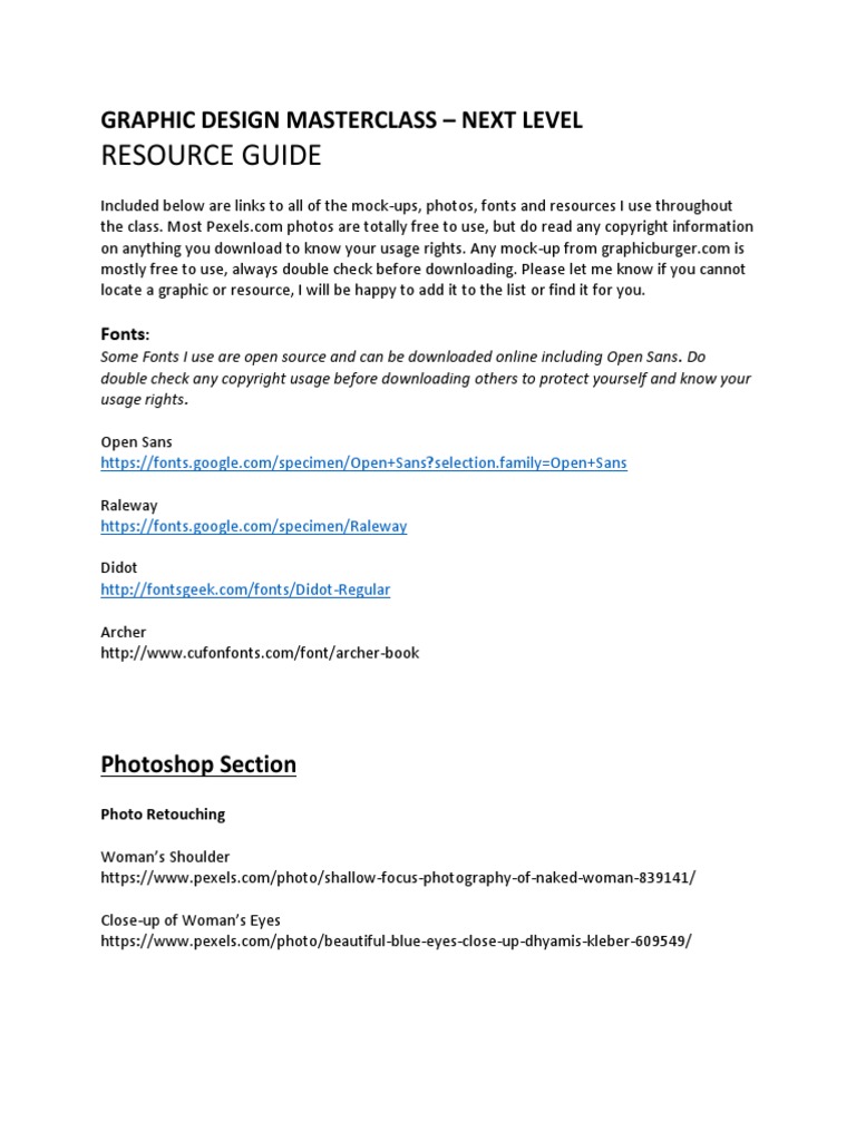 Resource Guide: Graphic Design Masterclass - Next Level | PDF