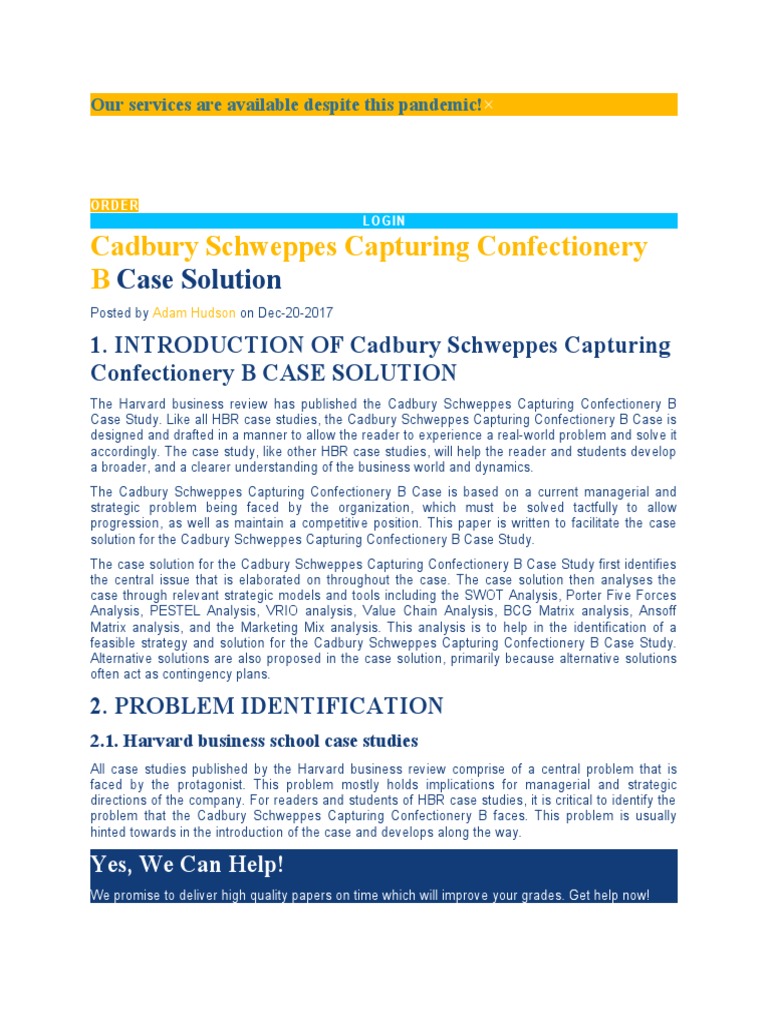 Cadbury Schweppes Capturing Confectionery B: Case Solution | PDF | Retail | Profit (Economics)
