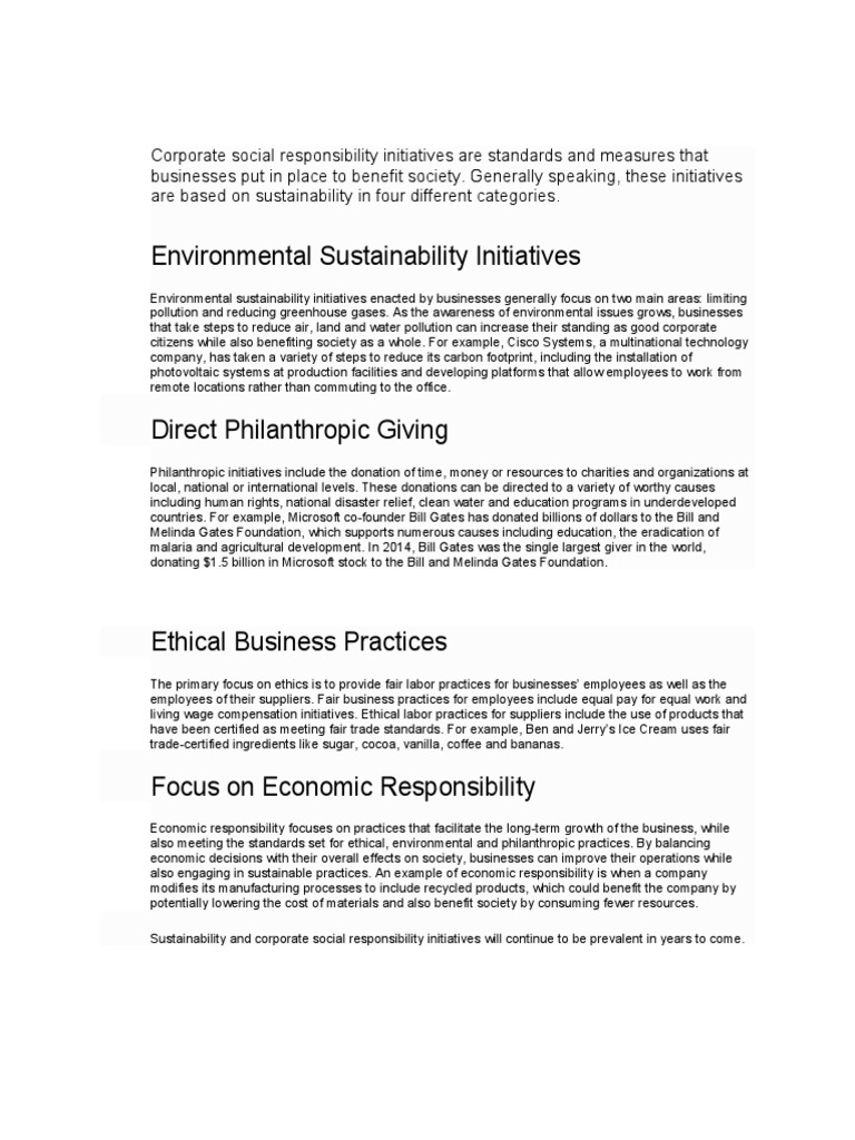 Environmental Sustainability Initiatives | PDF | Corporate Social ...