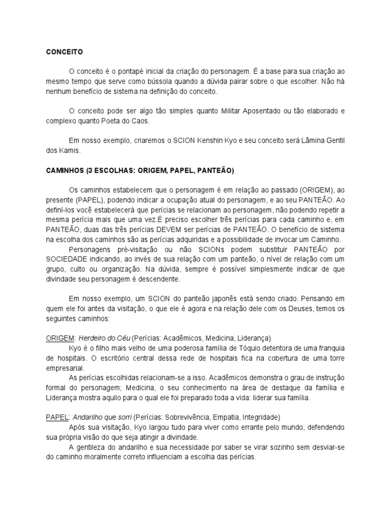 Scion 2e Criação de Personagem | PDF | Esgrima | Empatia
