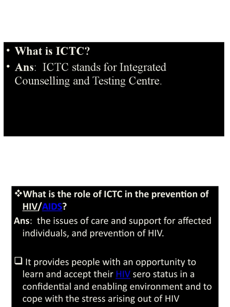 ICTC | PDF | Hiv/Aids | Preventive Healthcare