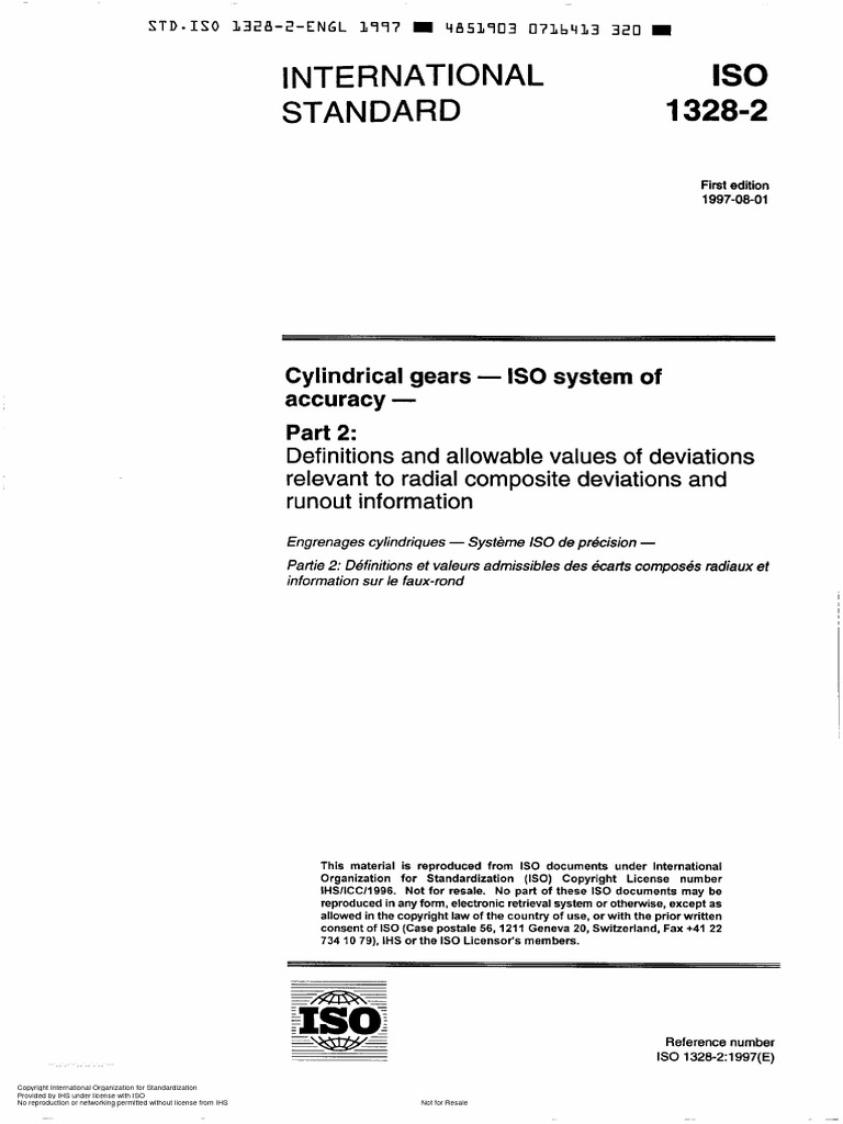 Iso 1328-2-1997 PDF | PDF | Engineering Tolerance | Accuracy And Precision