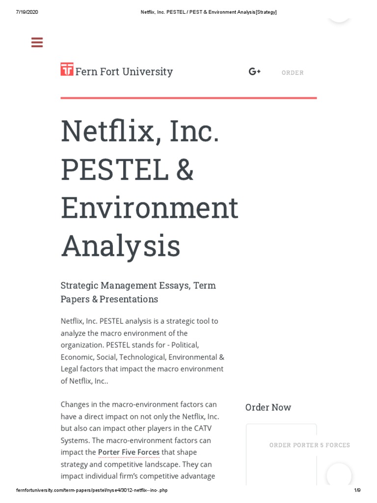 Net Ix, Inc. Pestel & Environment Analysis: Fern Fort University | PDF ...