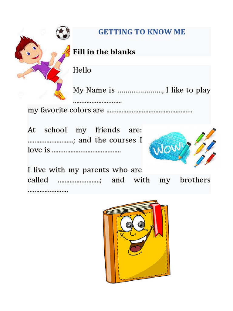 Fill in The Blanks: Getting To Know Me | PDF