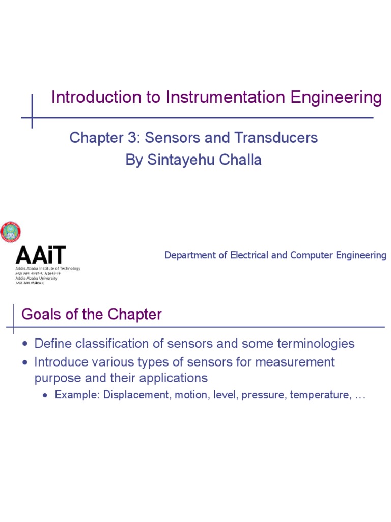 Introduction To Instrumentation Engineering: Chapter 3: Sensors and ...