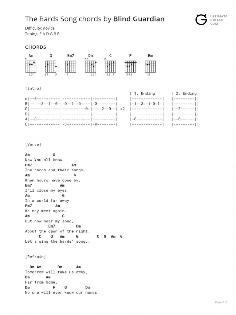 The Bards Song Chords | PDF