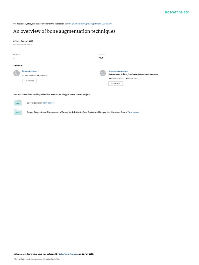 An Overview of Bone Augmentation Techniques | PDF | Medical Specialties | Health Sciences