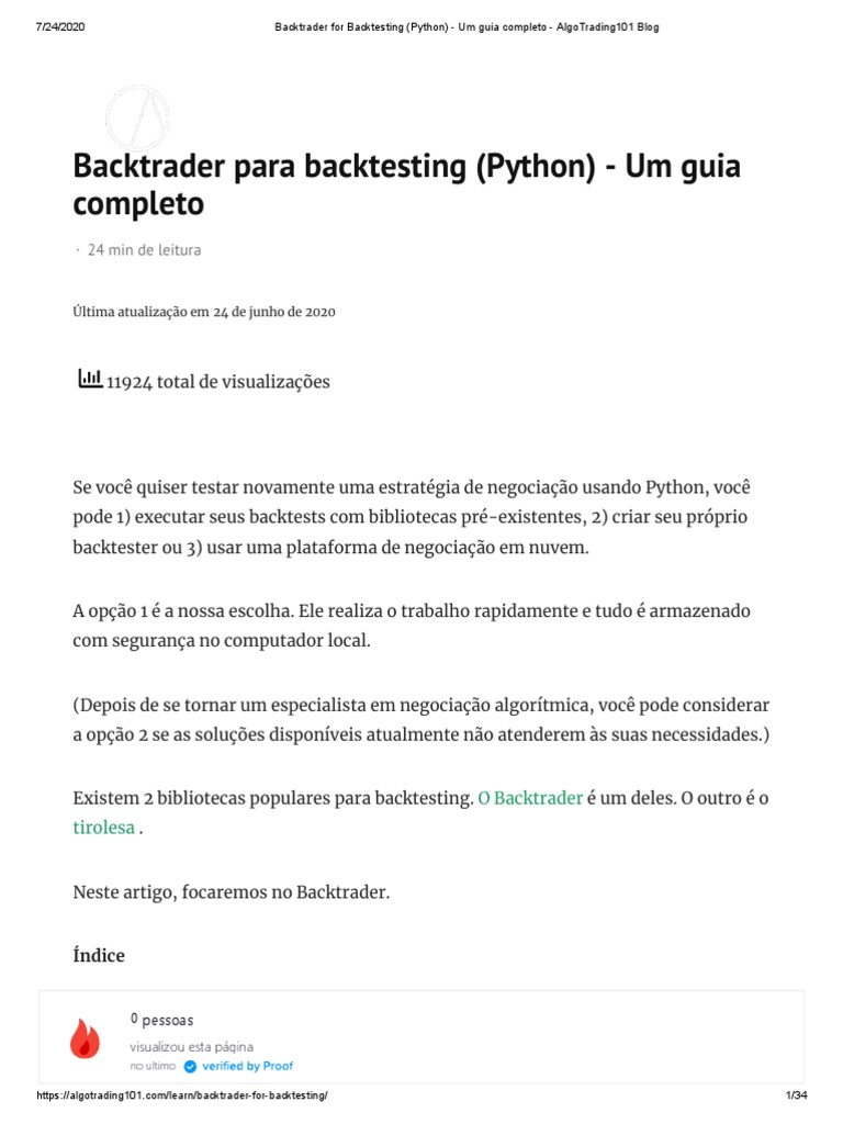 Backtrader For Backtesting (Python) - Um Guia Completo - AlgoTrading101 ...