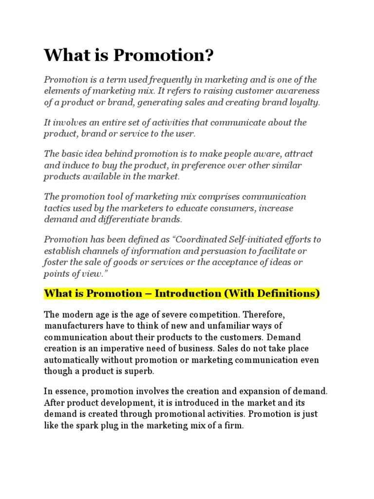 Understanding Promotion in Marketing | PDF | Sales | Promotion (Marketing)