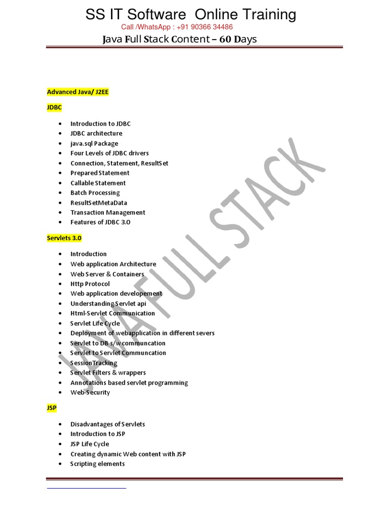 Ava Ull Tack Ontent - Ays: Advanced Java/ J2EE JDBC | PDF | Java Server ...