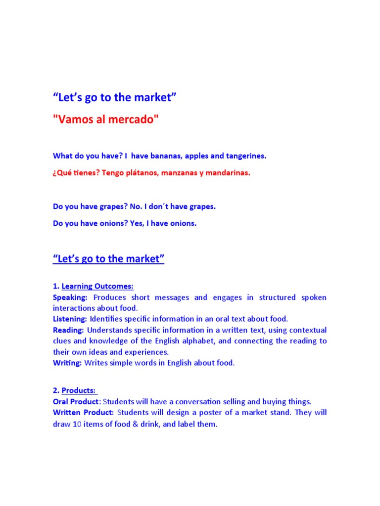 "Let's Go To The Market": "Vamos Al Mercado" | PDF