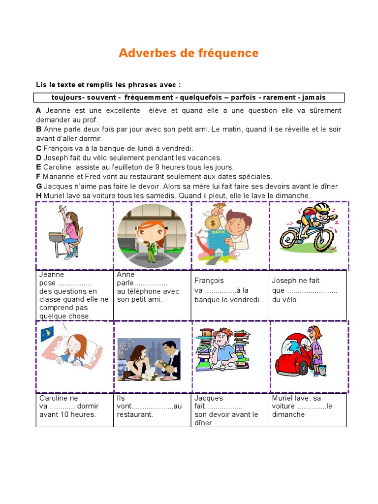 Adverbes de Frequence Exercice Grammatical Feuille Dexercices - 6790 | PDF
