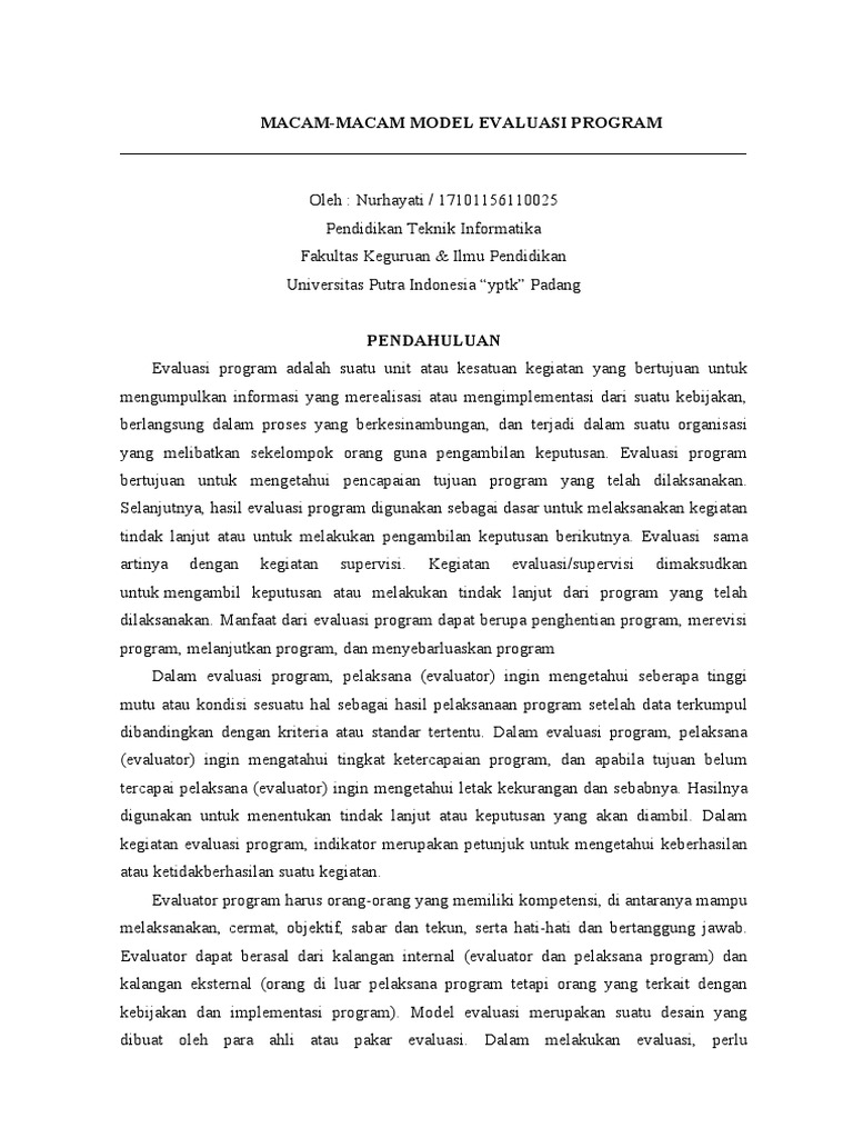 Model Evaluasi Program Pendidikan | PDF