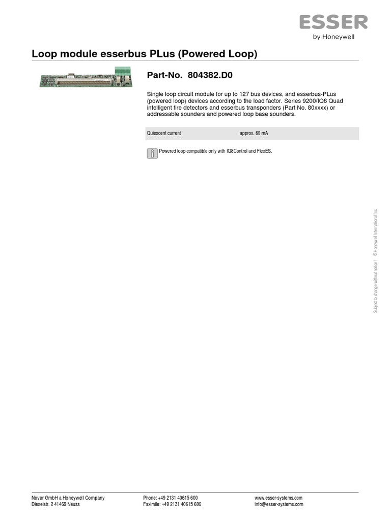 Loop Module Esserbus Plus (Powered Loop) : Part-No. 804382.D0 | PDF