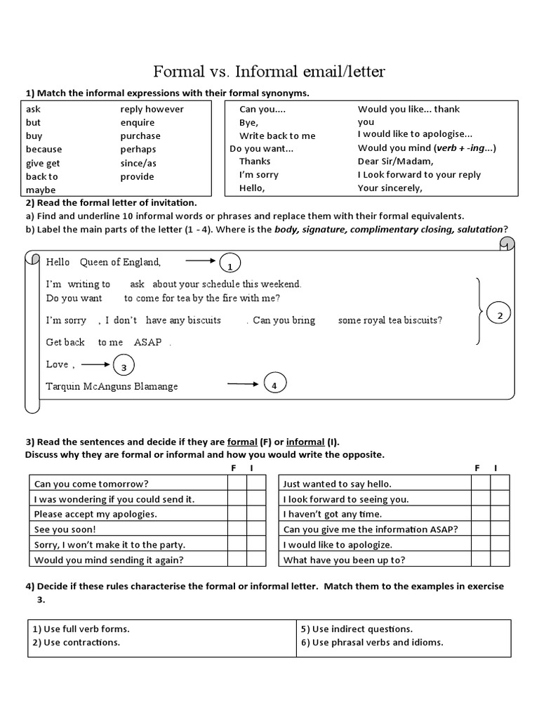 Formal vs. Informal Email/letter | PDF | Phrase | Verb