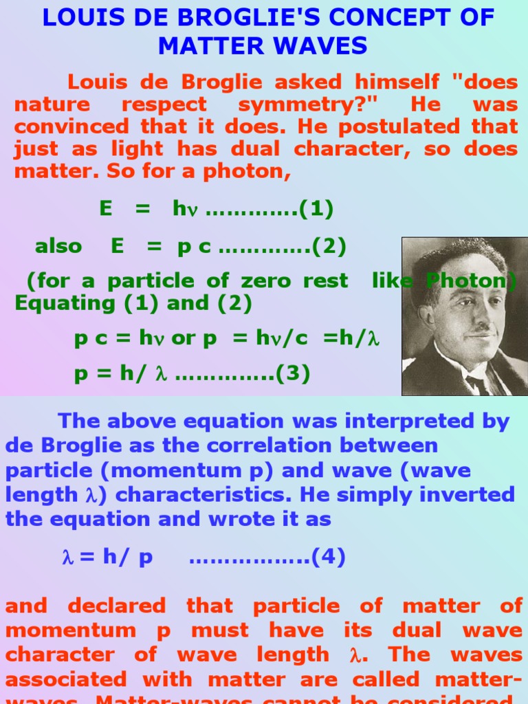 De Broglie's Matter Wave Concept | PDF | Waves | Electron