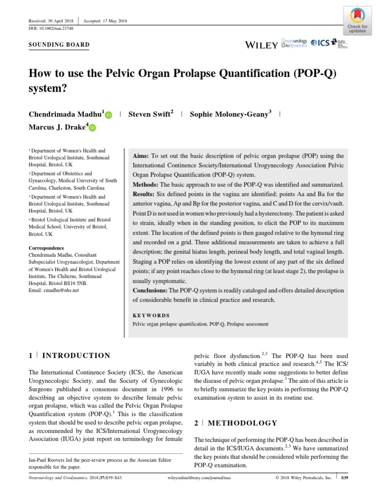 How To Use The Pelvic Organ Prolapse Quantification (POP-Q) System ...