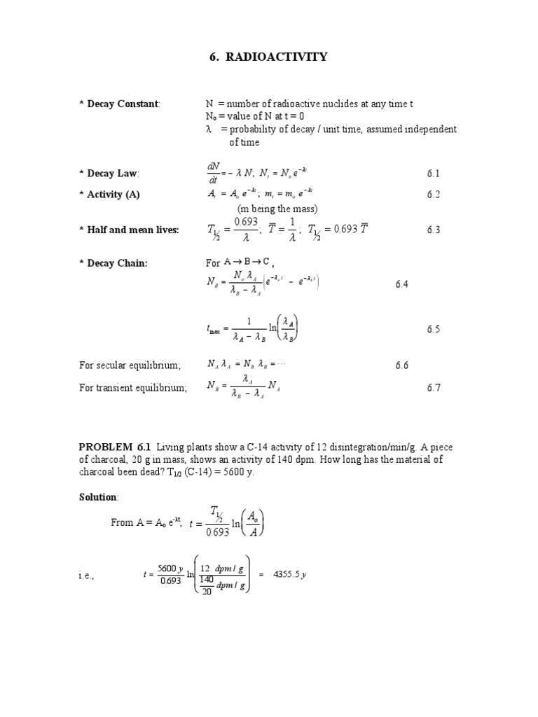 Radioactivity Decay Constants | PDF | Radioactive Decay | Nuclear Physics