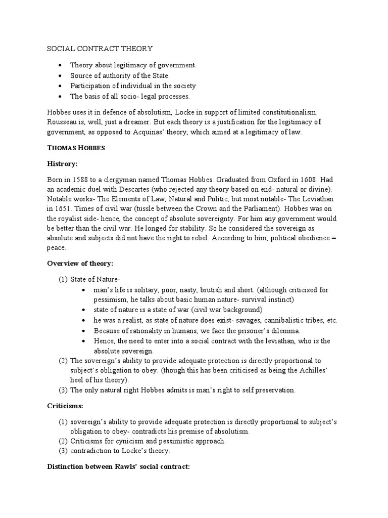 Hobbes Locke Rousseau | PDF | Social Contract | Sovereignty