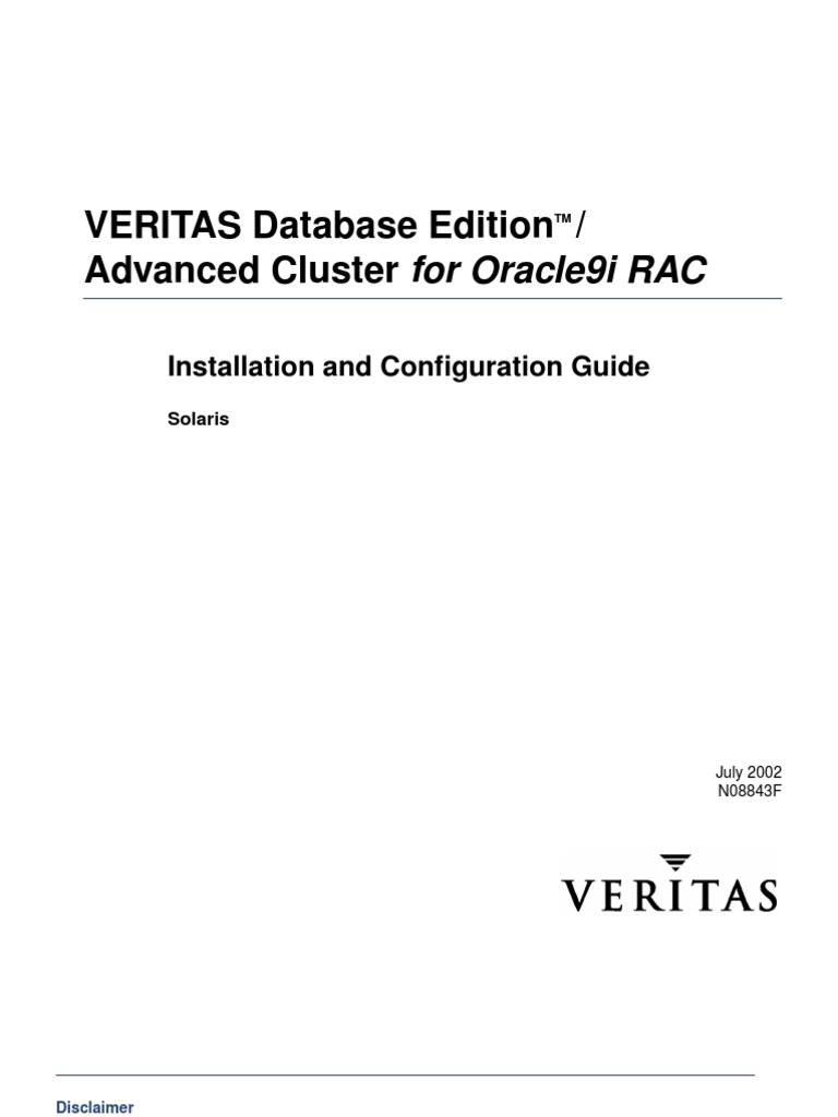 VERITAS Database Edition / Advanced Cluster For Oracle9i RAC | PDF ...