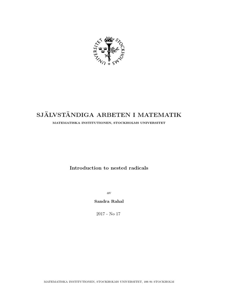 Nested Radical | PDF | Square Root | Area