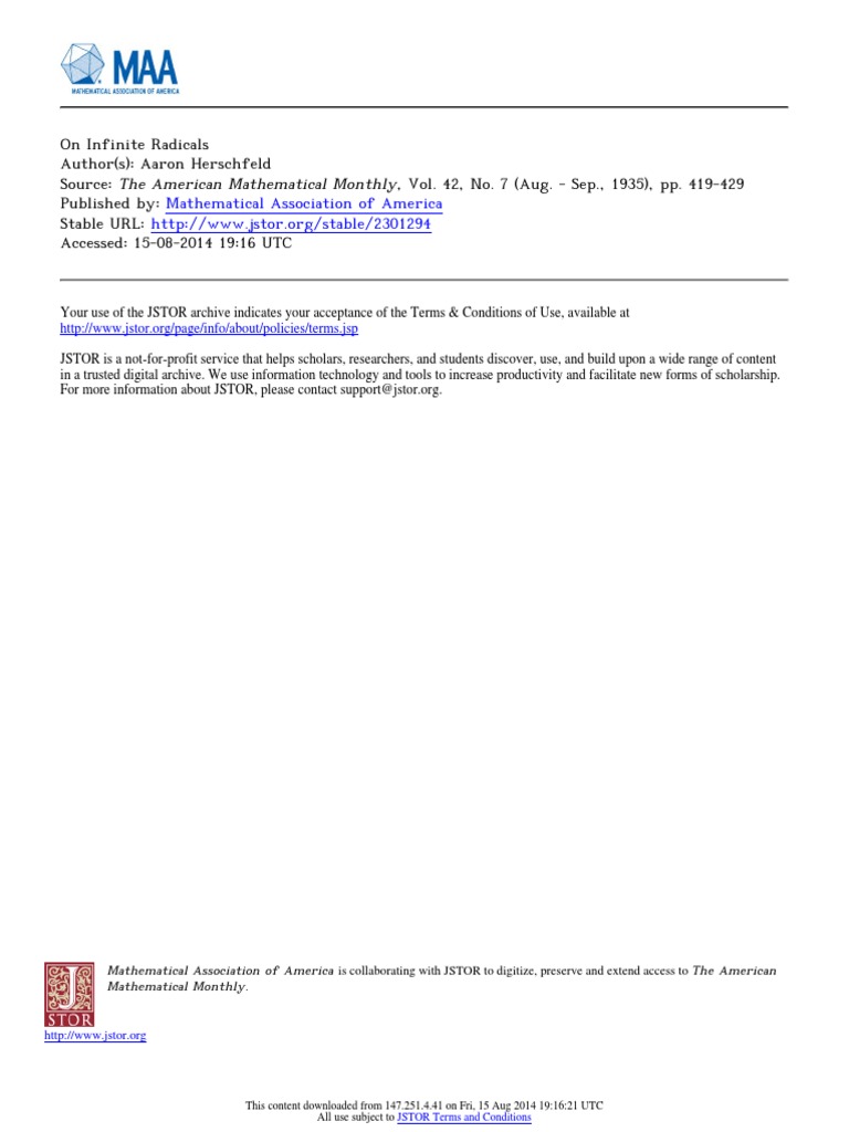 Nested Radical | PDF | Sequence | Elementary Mathematics