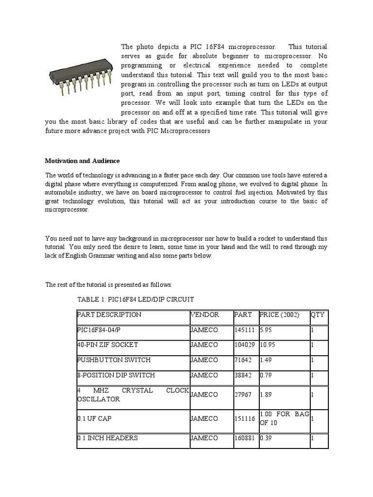 PIC Tutorial | PDF | Electrical Connector | Microcontroller