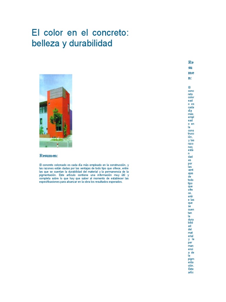 Concreto Coloreado: Belleza y Durabilidad | PDF | Pigmento | Hormigón