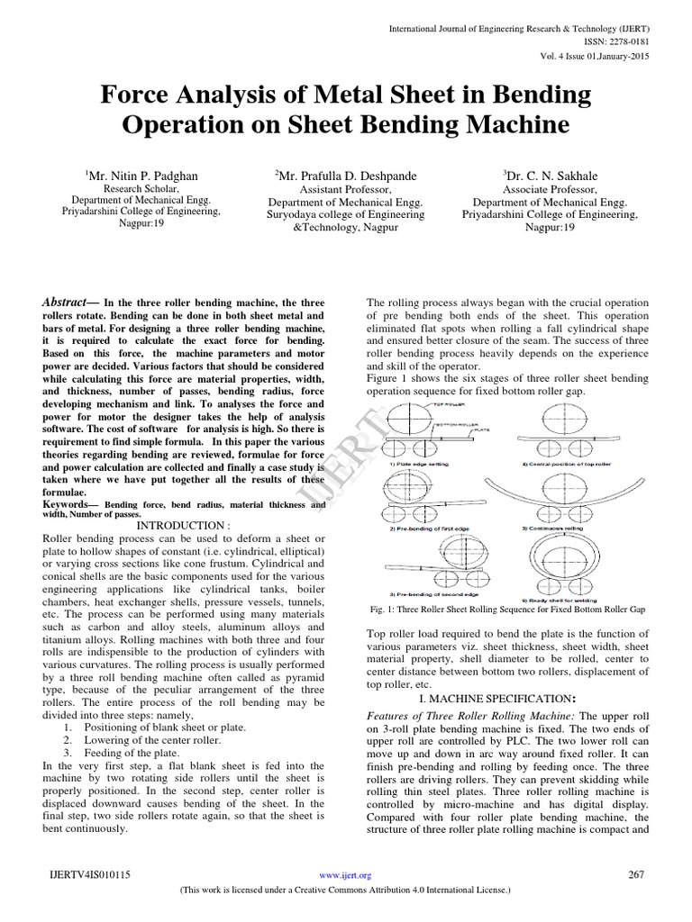 Bending Force Calculation for 3-Roller Machine | PDF | Sheet Metal ...